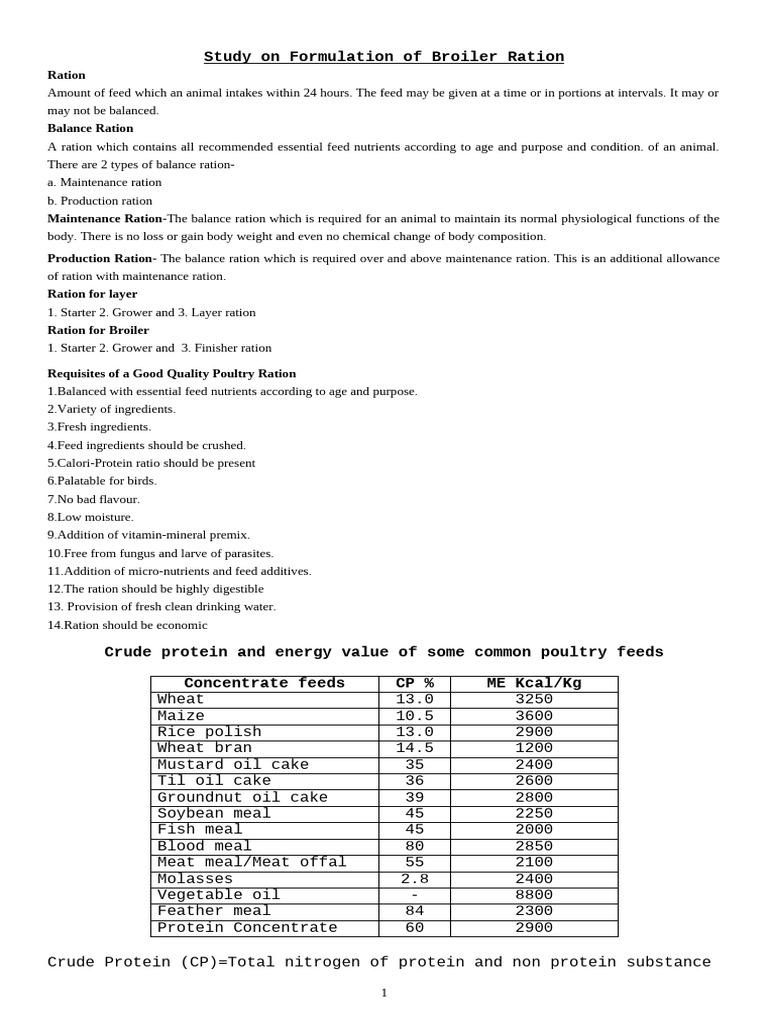 Broiler Ration Formulation Guide | PDF | Animal Feed | Flour