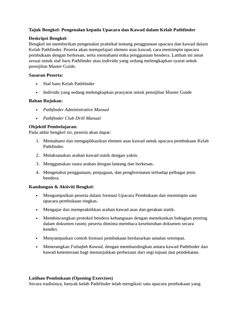 Pengenalan Upacara Bendera Pathfinder | PDF