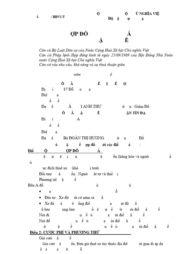 Mau Hop Dong Thue Xe Van Chuyen | PDF