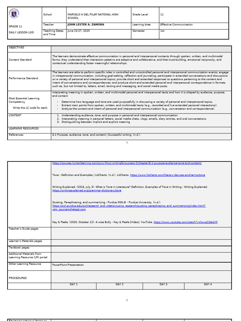 Effective Communication Week 1 | PDF | Communication | Learning