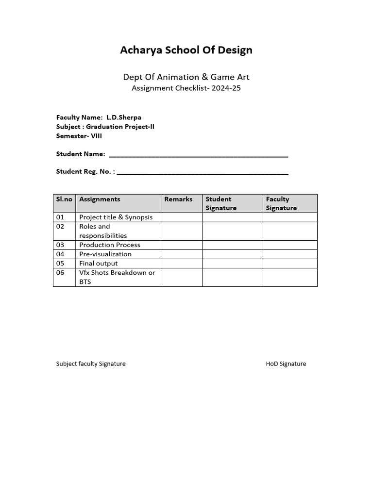 Assignment Checklist Final Project Sem-VIII | PDF