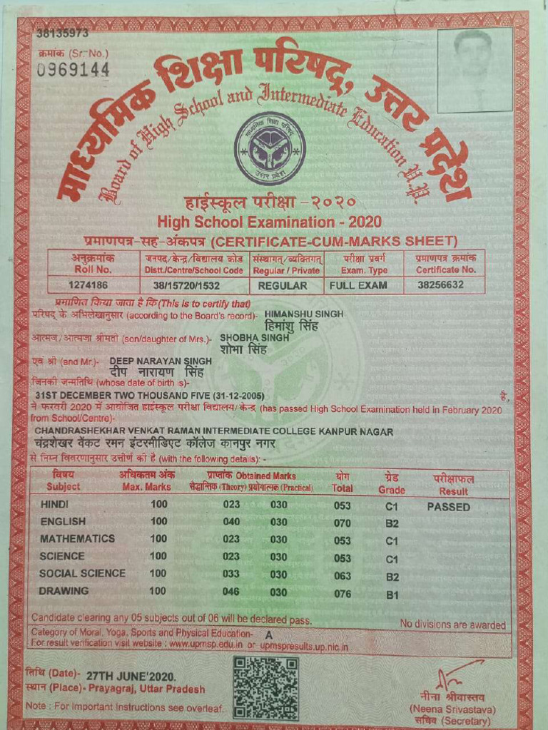 My 10th Marksheet - Compressed | PDF