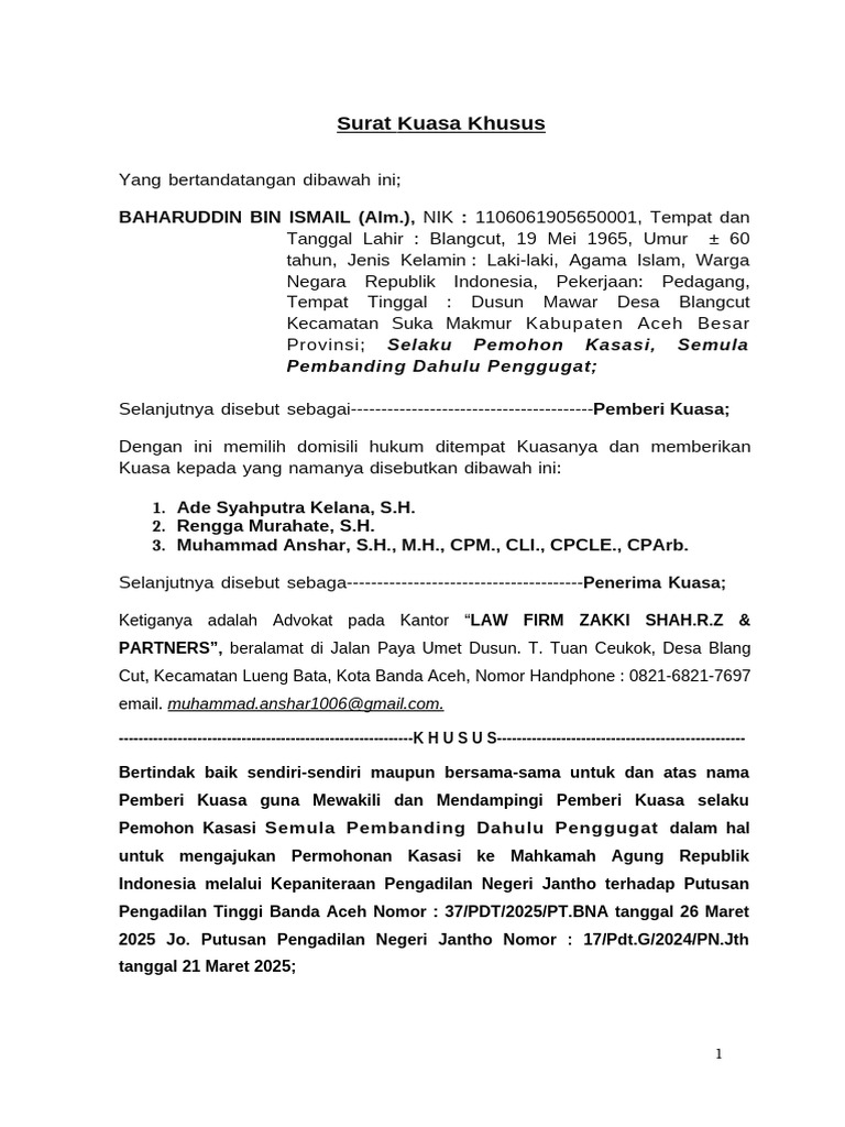 Kasus Pemalsuan Dokumen Dan Pemalsuan Tanda Tangan BAHARUDDIN BIN ...