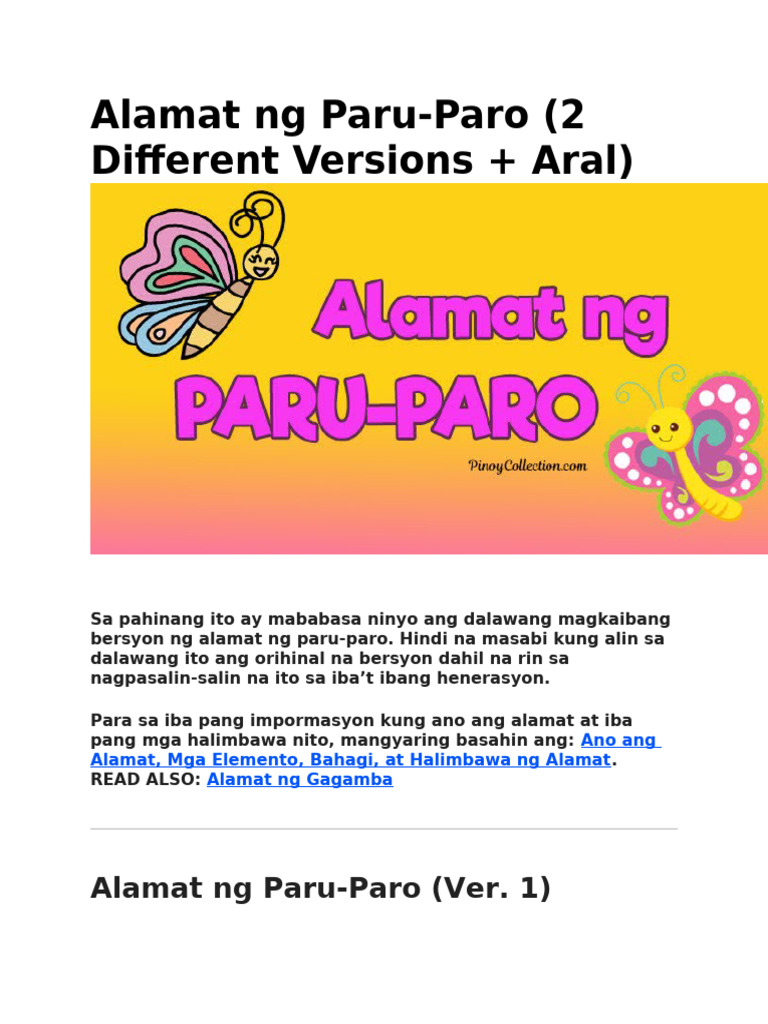 Alamat NG Paru-Paro | PDF