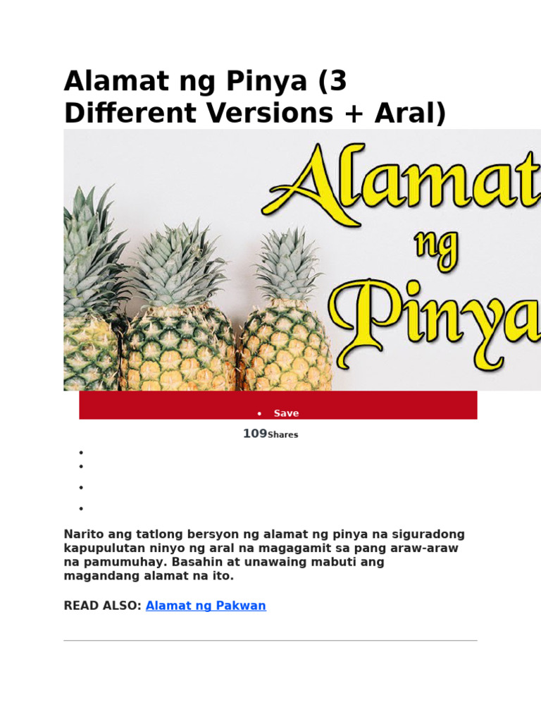 Alamat NG PINYA | PDF
