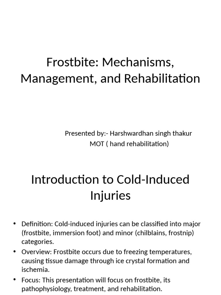 Frostbite Presentation 1 | PDF | Diseases And Disorders | Medical ...
