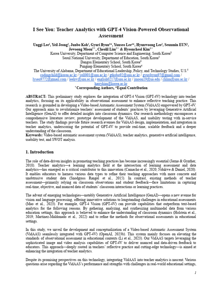 I See You Teacher Analytics With Gpt 4 Vision Powered Observational