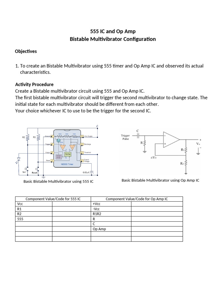 Bistable Multivibrator with 555 and Op Amp | PDF