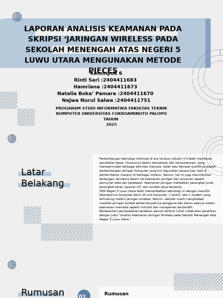 Laporan Analisis Keamanan Pada Skripsi Jaringan Wireless Pada Sekolah Menengah Atas Negeri 5 ...