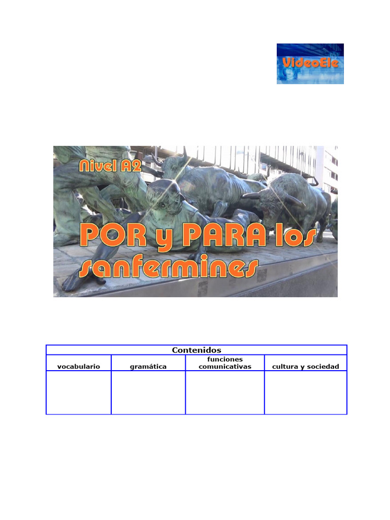 A2 Por para Los Sanfermines Actividades | PDF