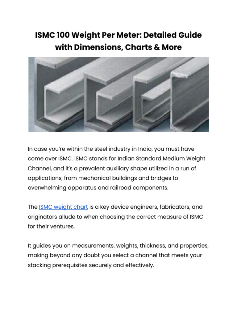 ISMC 100 Weight Per Meter - 100% Accurate Weight Chart | PDF ...