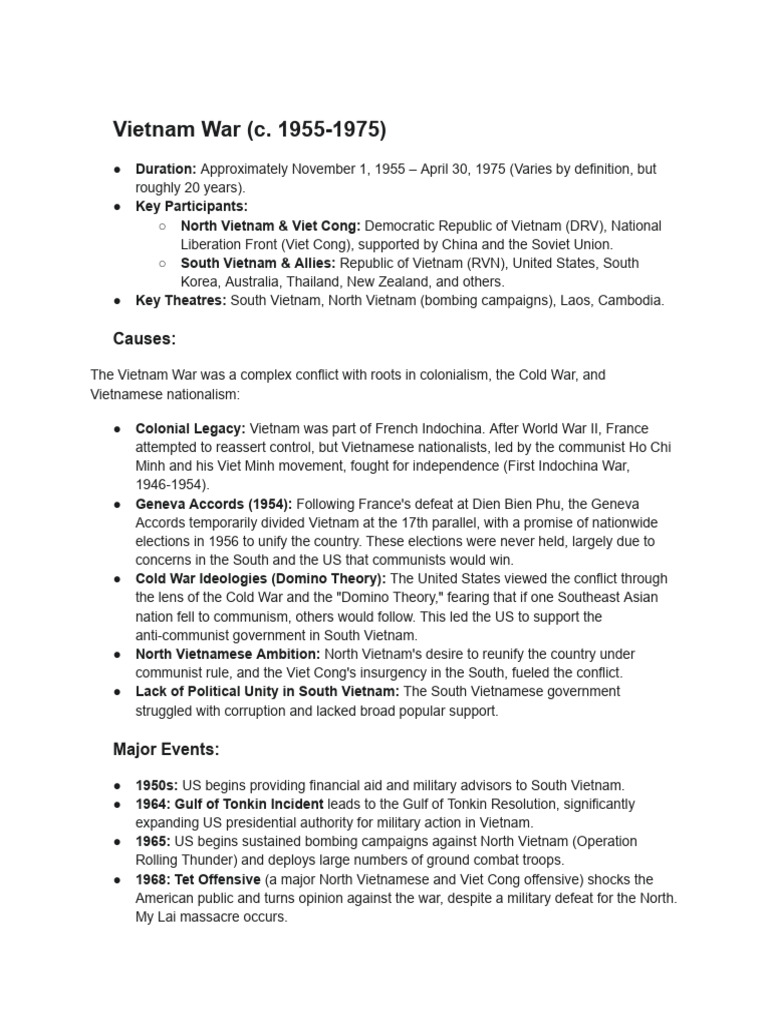 Vietnam War (C. 1955-1975) | PDF | Vietnam War | North Vietnam