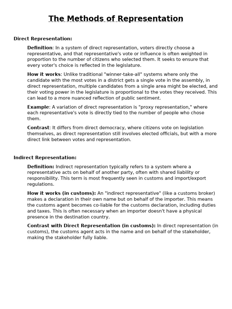 Methods of Representation in Democracy | PDF | Voting | Legislature