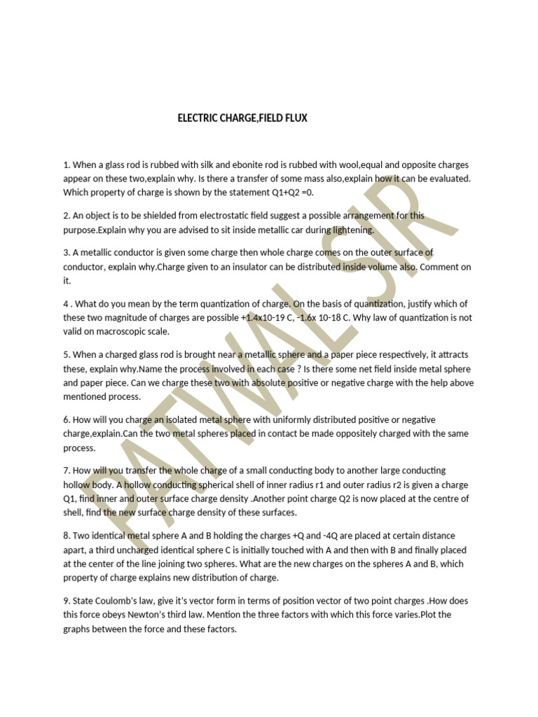 Assignment Electrostat | PDF | Capacitance | Capacitor