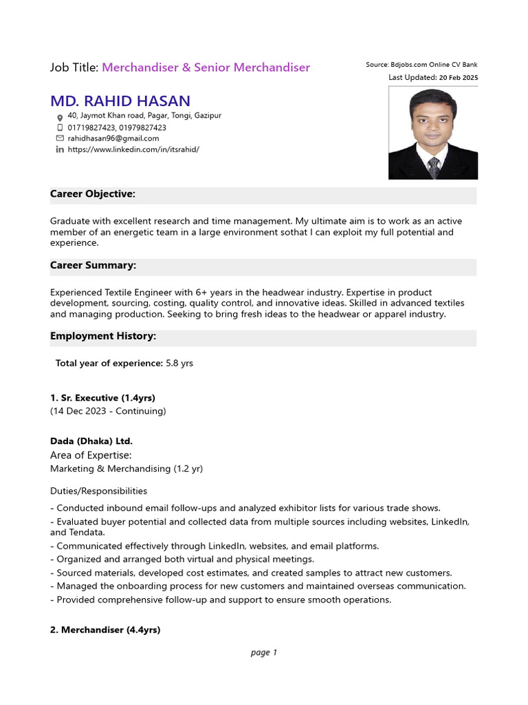 Md. Rahid Hasan-Cap (Dada Dhaka) | PDF
