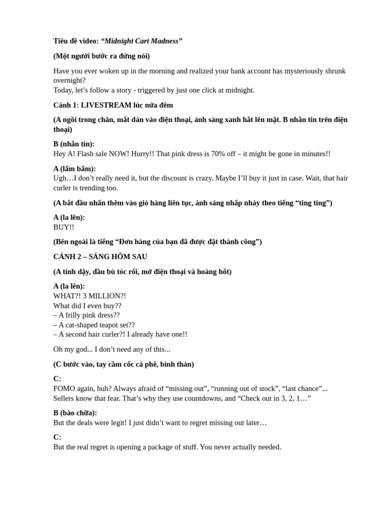 Script Cho Video | PDF