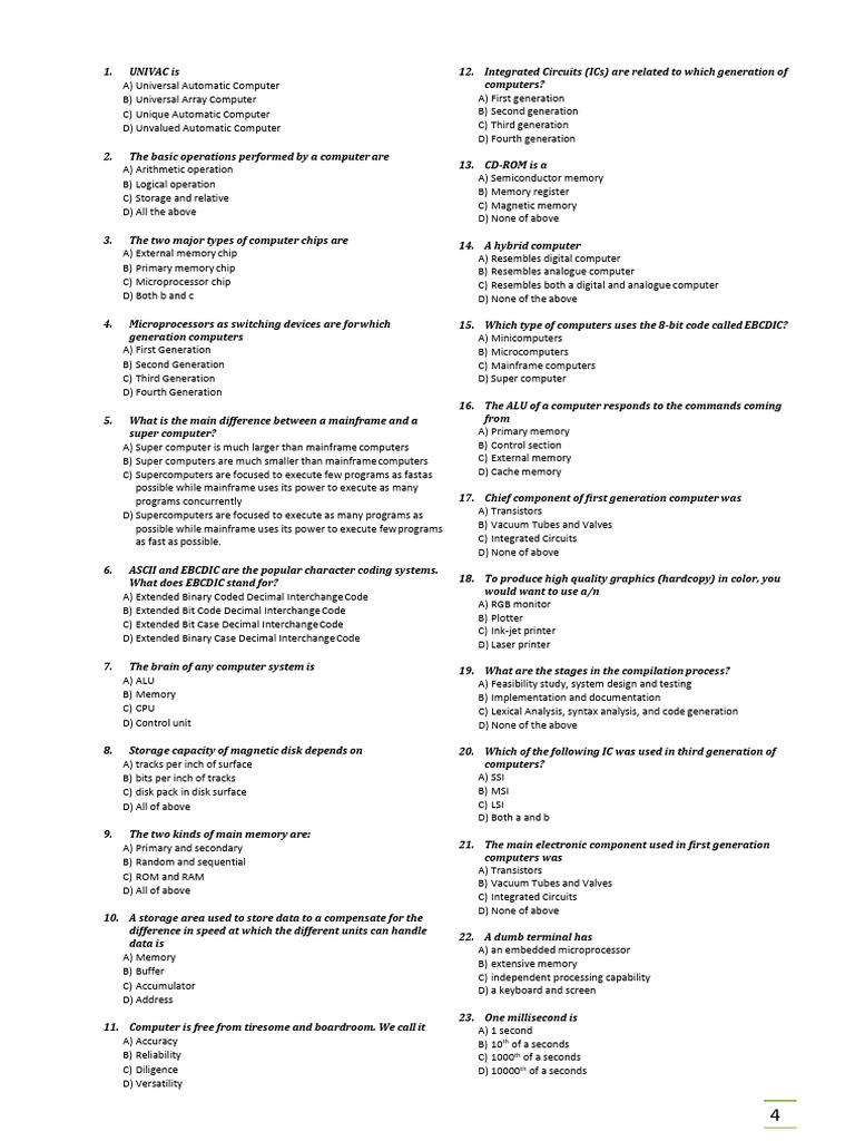 MCQ 1 | PDF | Computer Data Storage | Central Processing Unit