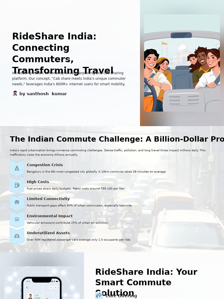 RideShare India Connecting Commuters Transforming Travel | PDF | Commuting | Transport
