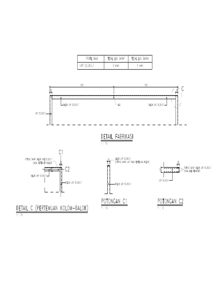 Detail Fabrikasi Balok Pagar TMR | PDF