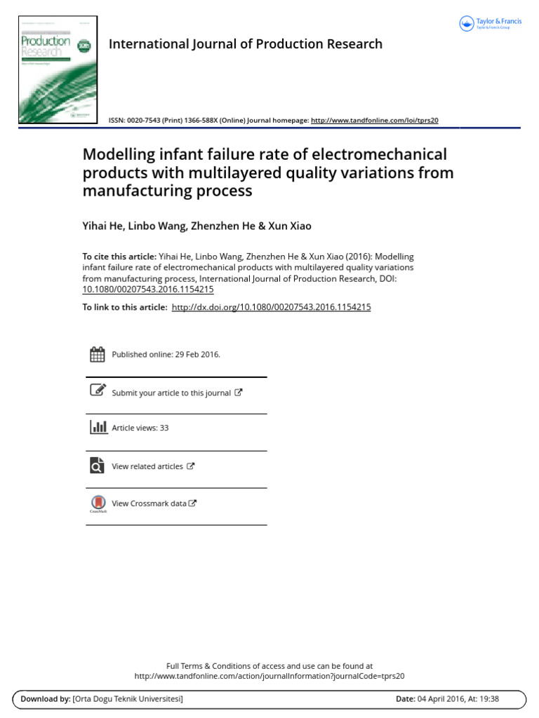 Infant Failure Electromechanical | PDF | Reliability Engineering | Data
