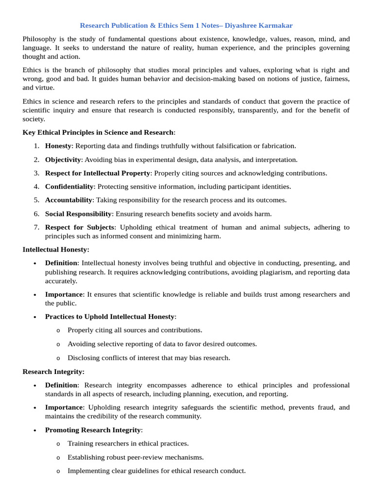 Research Publication & Ethics - Notes | PDF | Open Access | Academia