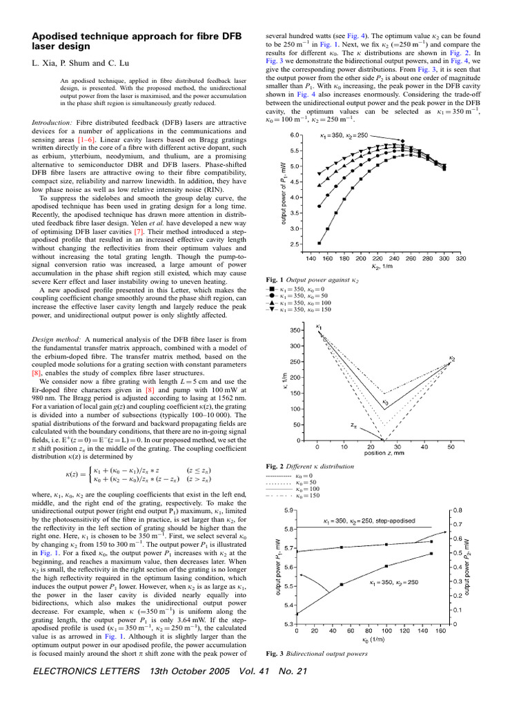 Apodised DFB Laser Design Method | PDF | Laser | Atomic