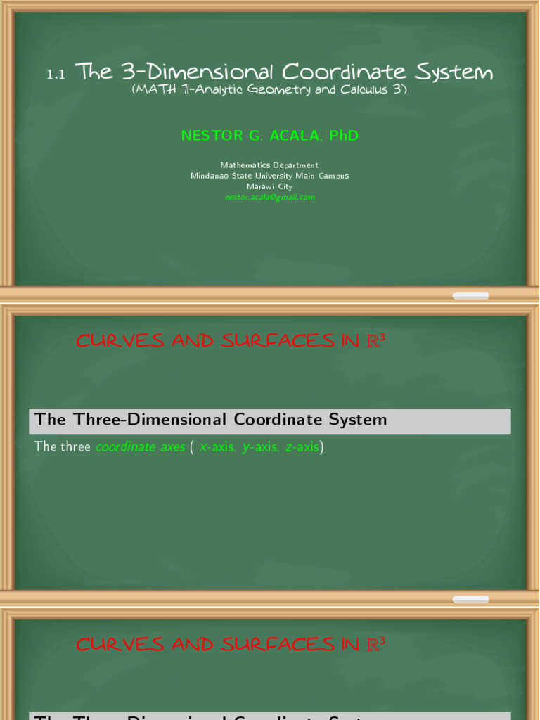2.1 The 3 Dimensional Coordinate System | PDF | Cartesian Coordinate ...