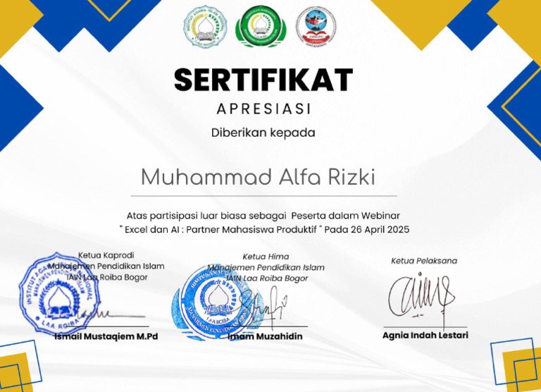 Sertifikat - Muhammad Alfa Rizki | PDF