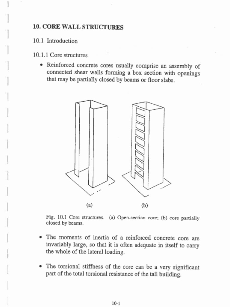 CIVL531 Ch10 Core Wall Structures | PDF