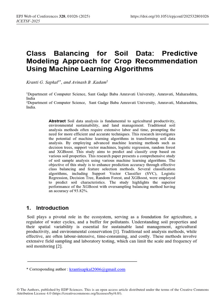 Class Balancing For Soil Data Predictive Modeling | PDF | Machine Learning | Support Vector Machine