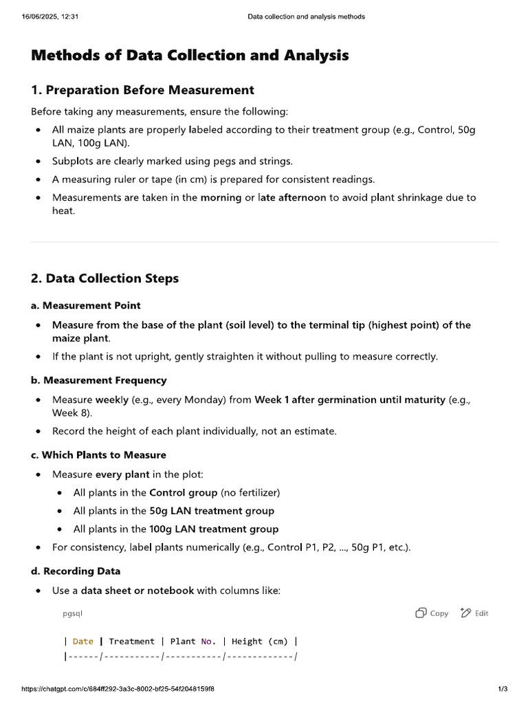 Methods of Data Collection | PDF