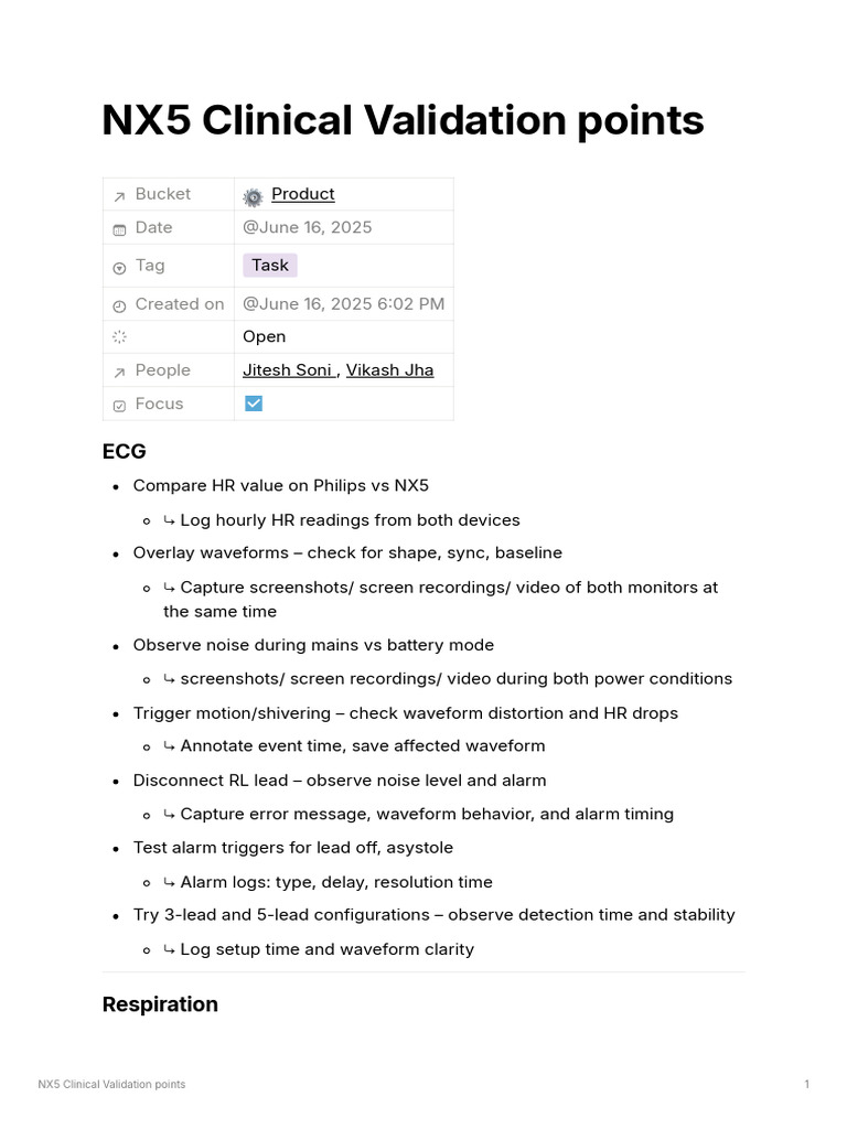NX5 Clinical Validation Points | PDF
