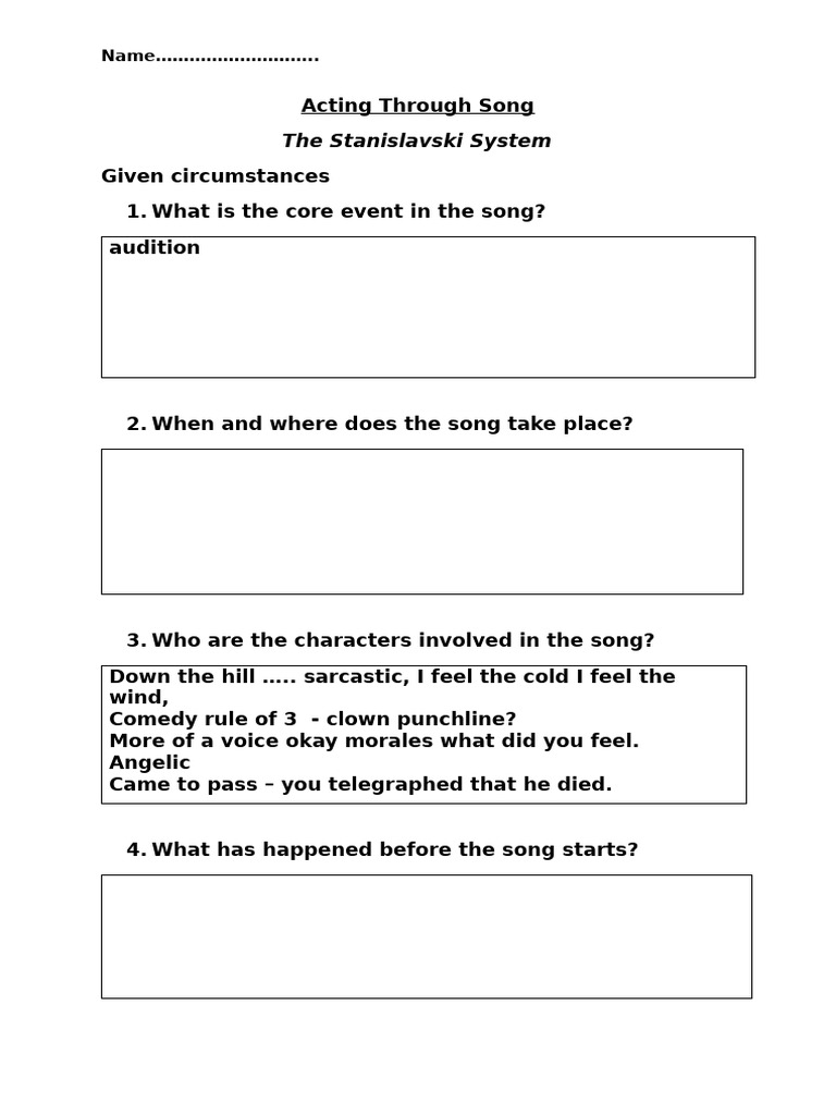 Acting Through Song - Given Circumstances | PDF