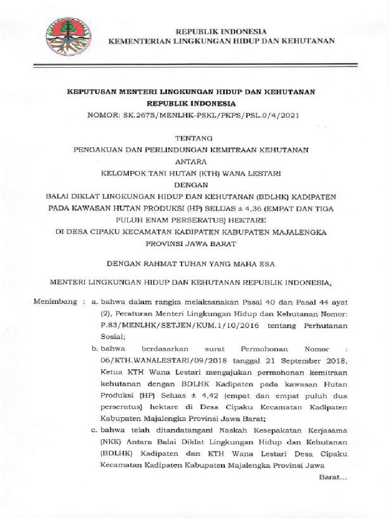 SK Ps Kulin KK 2675 KTH Wana Lestari Desa Cipaku - Compressed | PDF