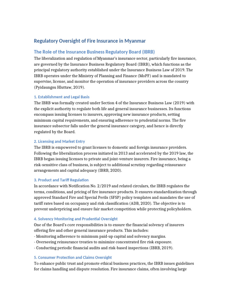 IBRB's Role in Myanmar Fire Insurance | PDF | Insurance | Alternative ...