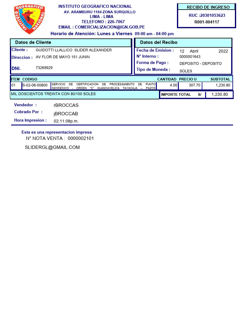 Recibo 12-4-2022N°.R001-004117 | PDF