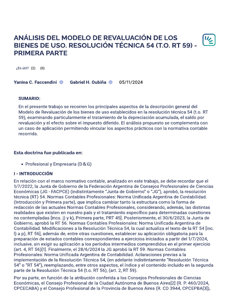 Analisis Del Modelo de Revaluacion de Los Bienes de Uso. Resolucion Tecnica 54 T.O | PDF
