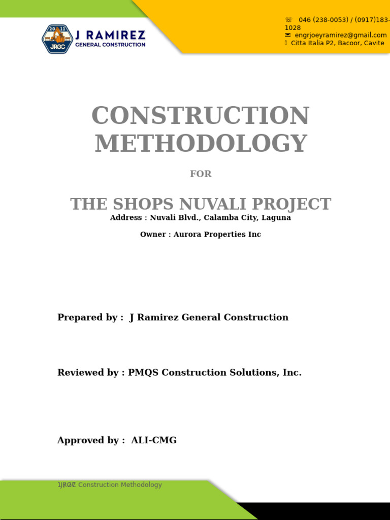 Construction Methodology for Shops Nuvali | PDF | Concrete | Masonry