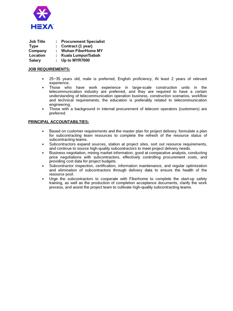 Procurement Specialist JD | PDF