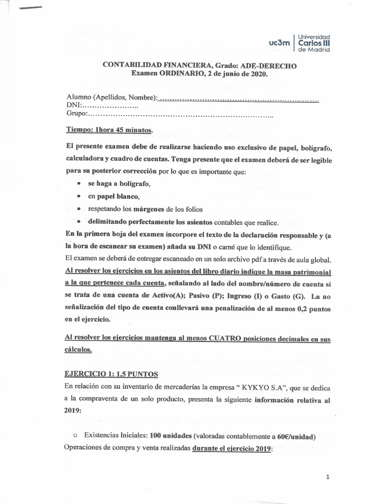 Examen Final Junio 2020 Ade Dcho | PDF