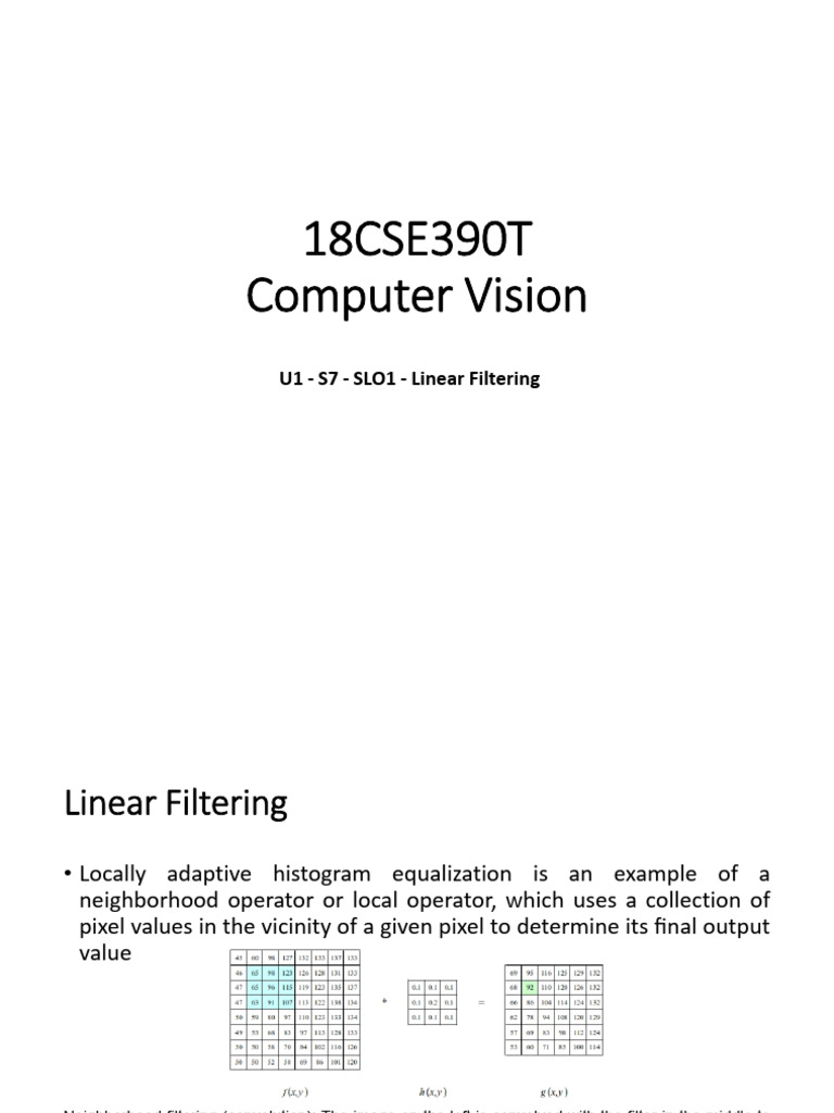18cse390t U1 s7 Slo1 Content | PDF | Multidimensional Signal Processing | Computer Engineering