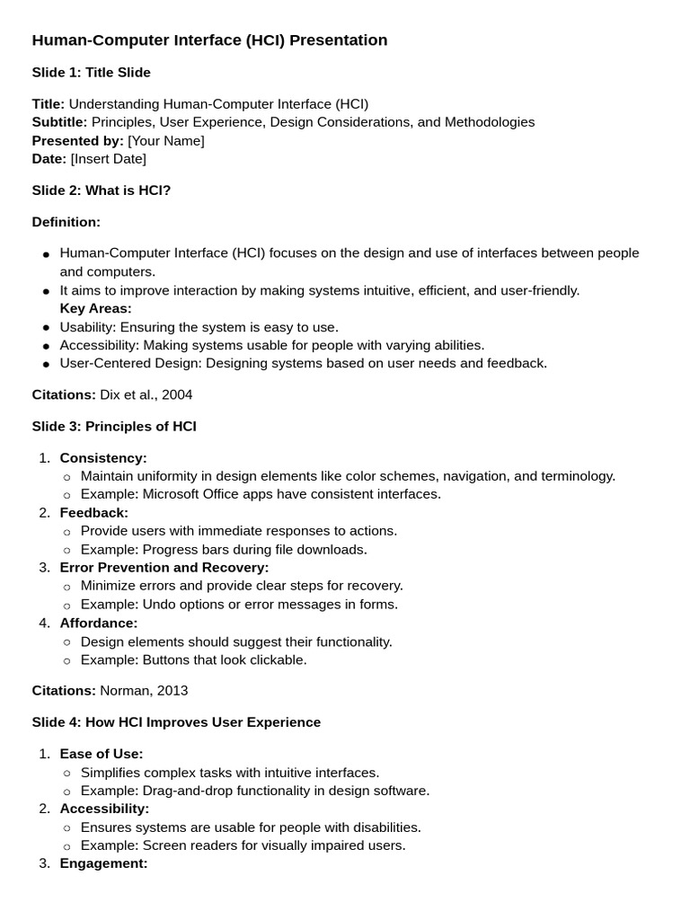 Human-Computer Interface (HCI) Presentation | PDF | Human–Computer Interaction | Usability