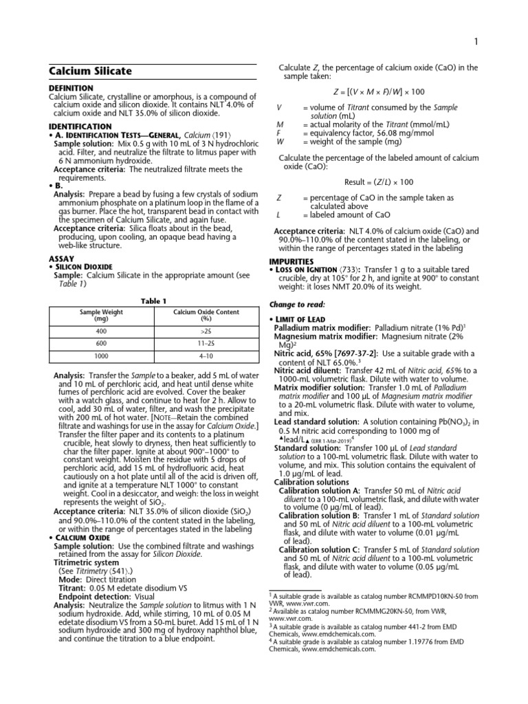 Calcium Silicate | PDF | Ph | Titration