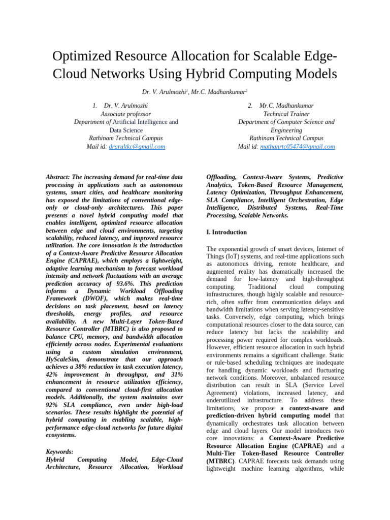 Optimized Resource Allocation for Scalable Edge-Cloud Networks Using Hybrid Computing Models ...