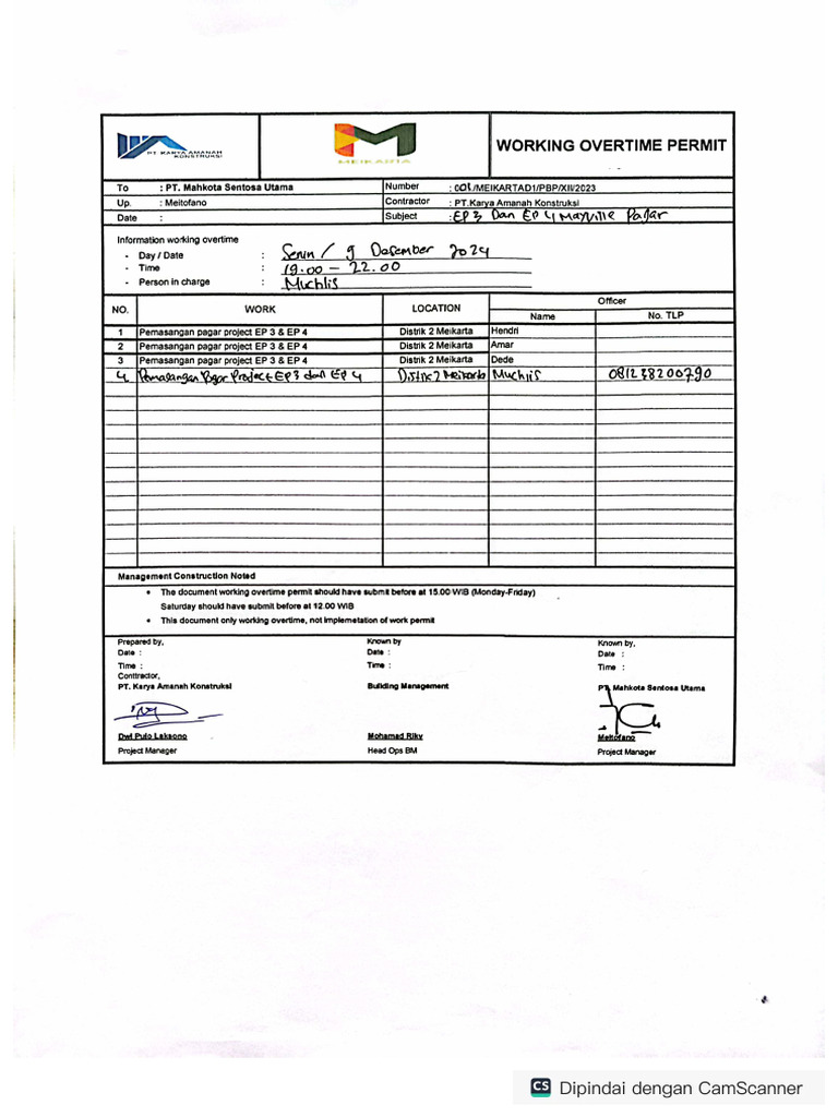 Overtime Permit | PDF