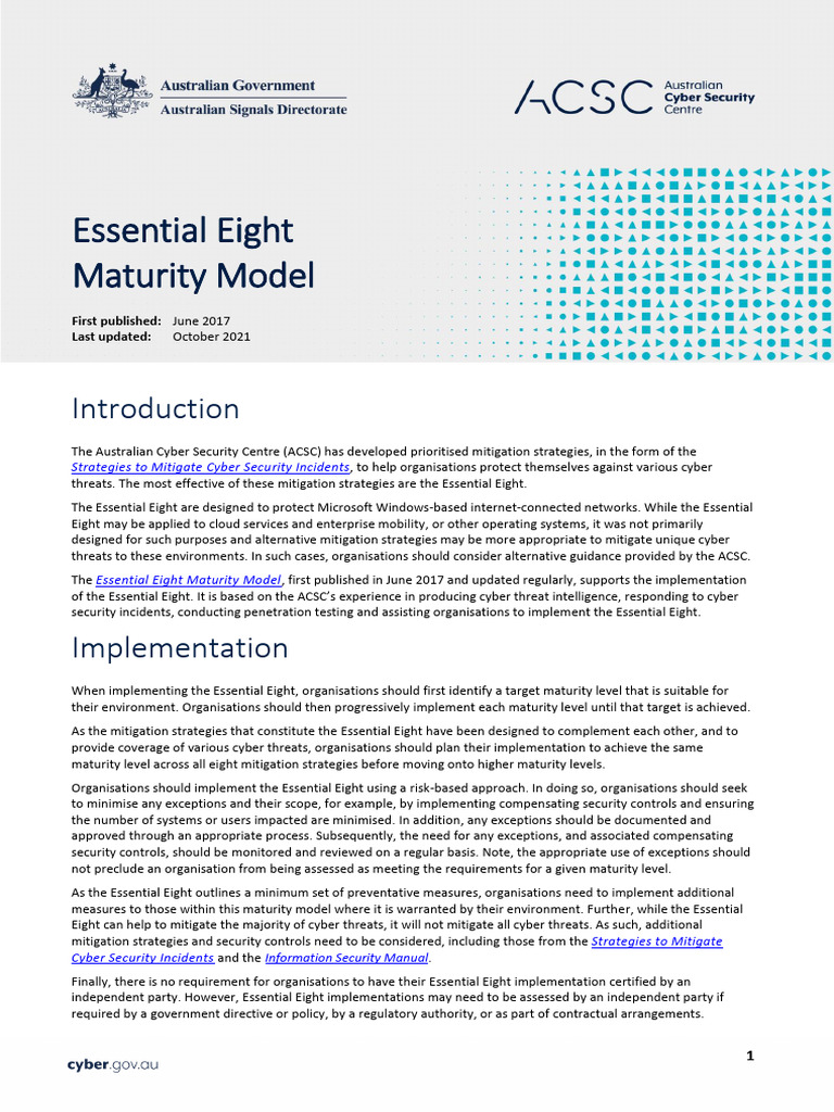 Essential Eight Maturity Model Overview | PDF | Security | Computer ...