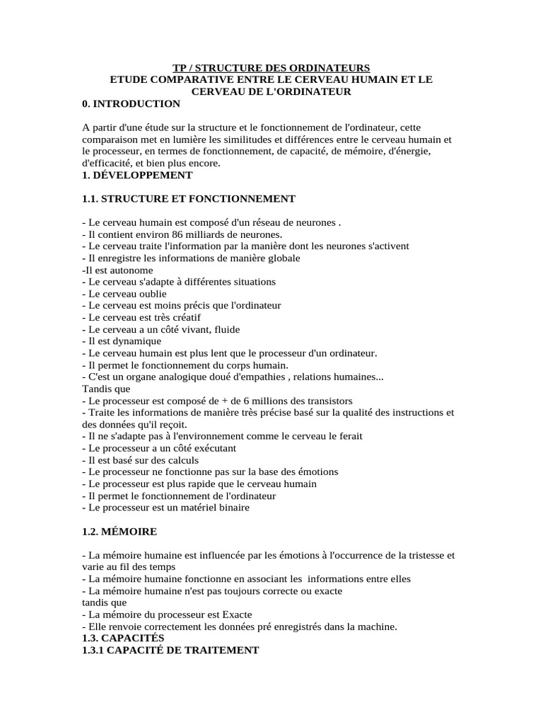 Tp Structure | PDF | Cerveau | Programme informatique