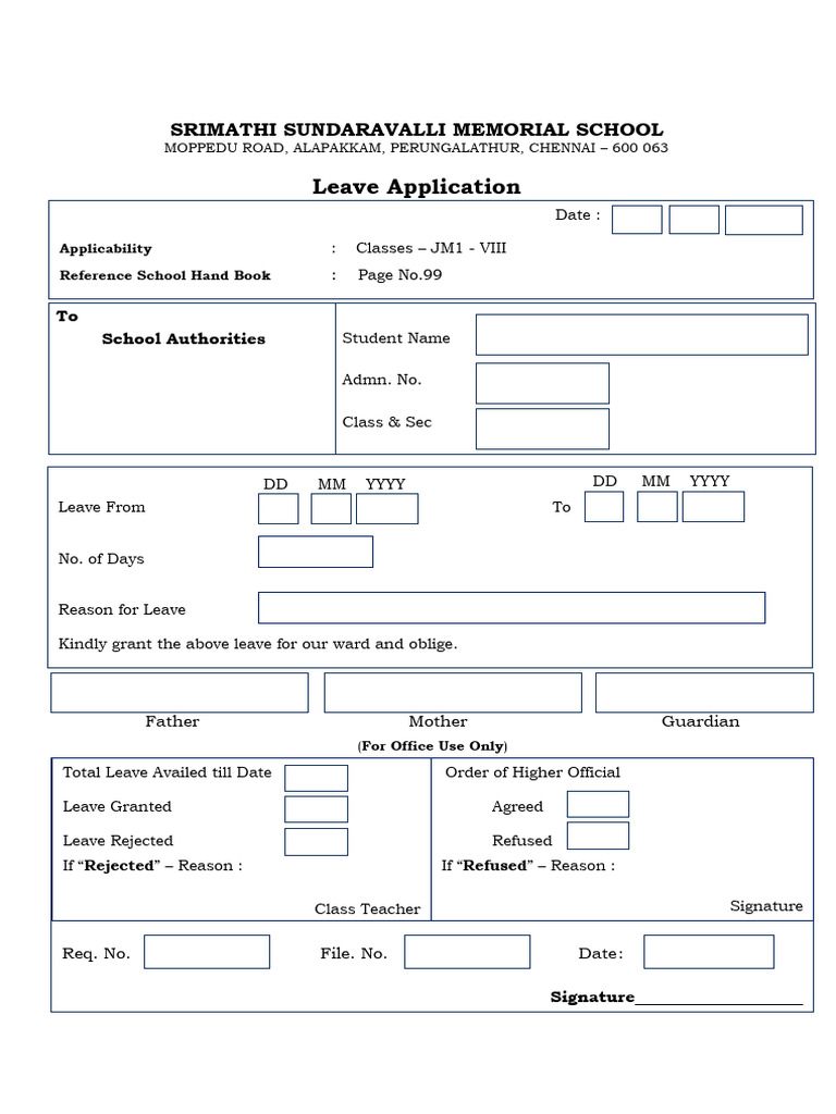 Blank Leave Application Form 05-22-05 | PDF