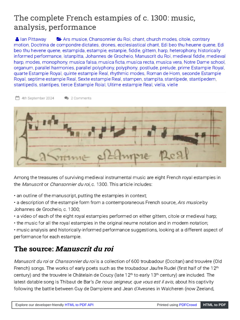 French Estampies: Music & Analysis | PDF | Mode (Music) | Elements Of Music