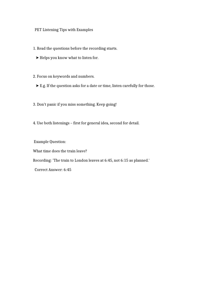 Listening Tips Examples B1 | PDF